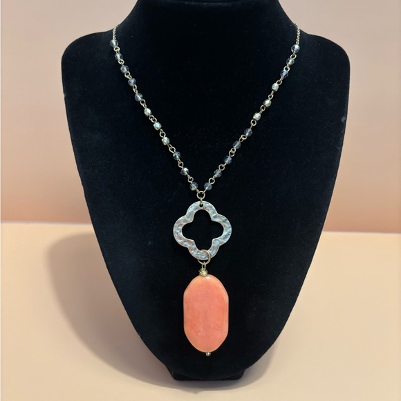 Envious | Jewelry | Envious Gold Tone Peachy Pink Hammered Pendant ...